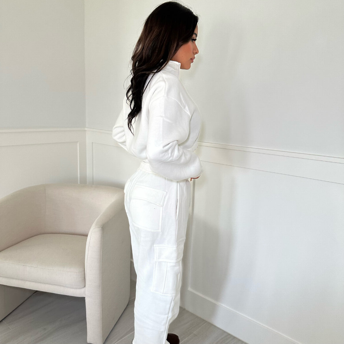 Riley Cropped half zip sweater (WHITE) – DULCETMIA